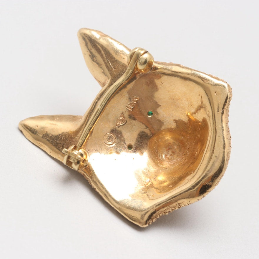 Brooch 18kt Yellow Gold Fox Mask Emerald Eyes – Anderson Jones Equestrian