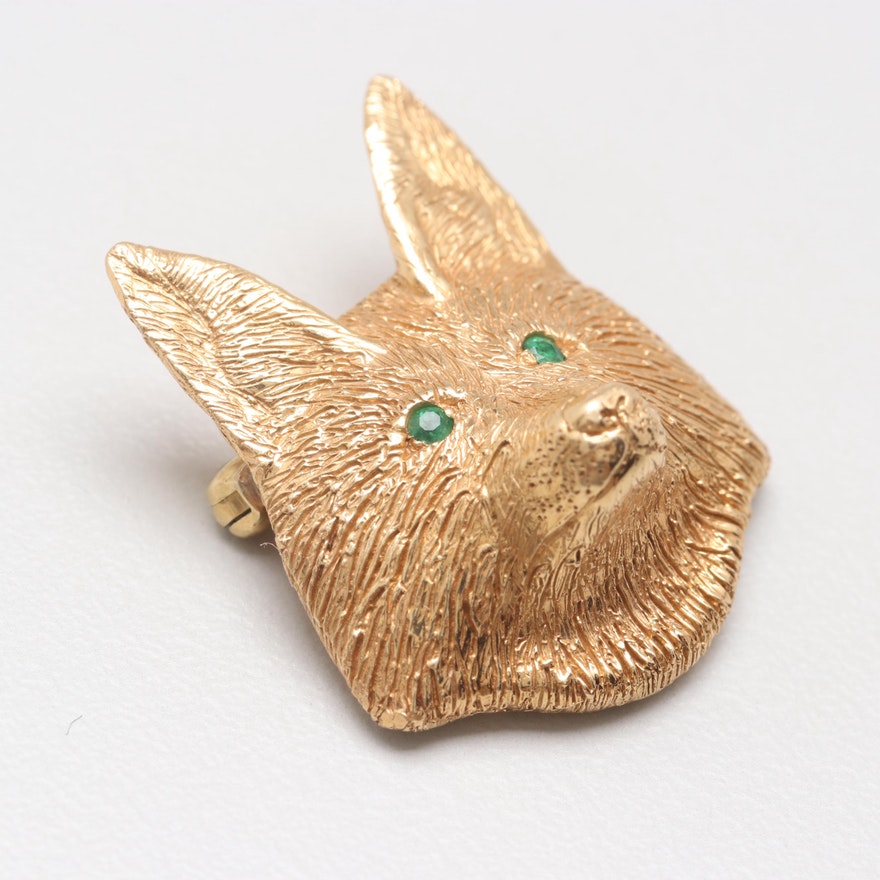 Brooch 18kt Yellow Gold Fox Mask Emerald Eyes – Anderson Jones Equestrian