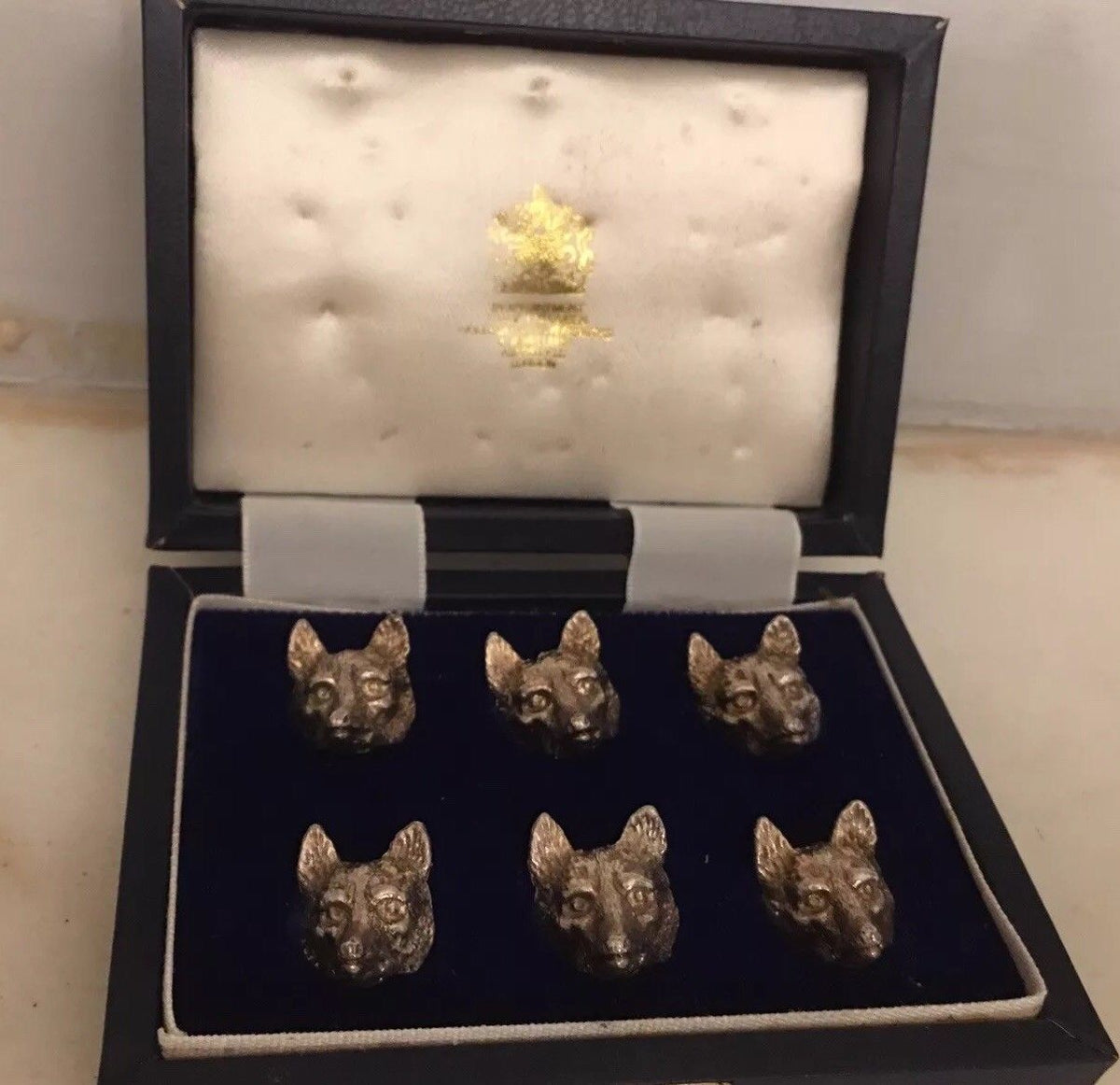 Menu Holders Sterling Silver English Asprey Vintage Fox Mask Collector ...