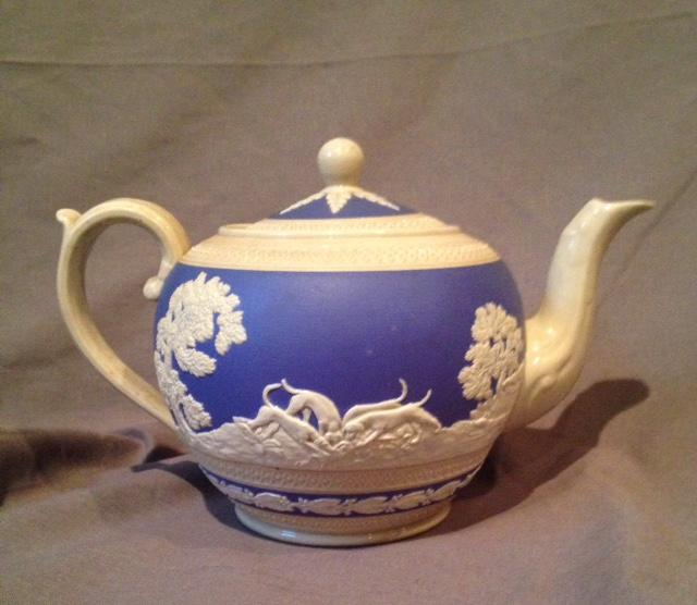 Spode Copeland Blue Jasperware Vintage Tea Set Fox Hunt Scene ...
